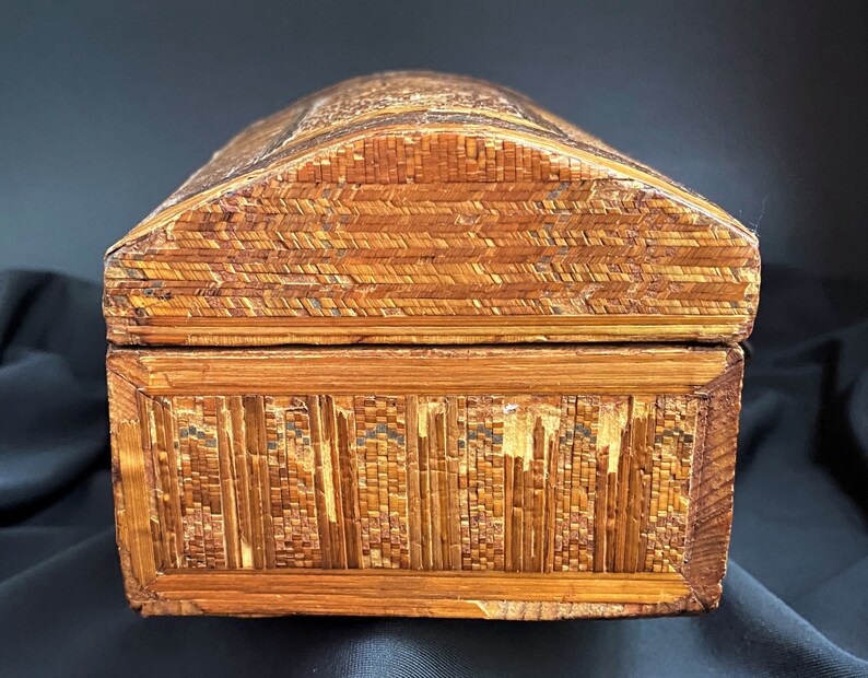 RARE Antique Wooden Straw Work TUNBRIDGEWARE Handmade - Etsy UK