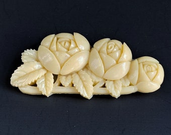 Carved Celluloid Brooch - Etsy