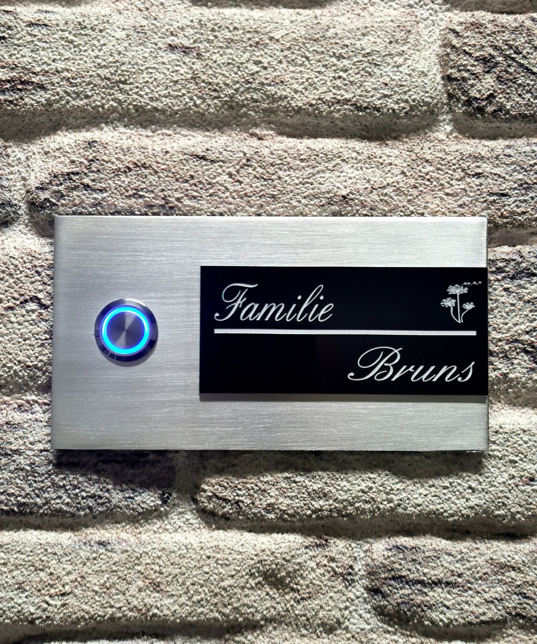 Doorbell Plate Made of Stainless Steel With LED Button Personalized ...