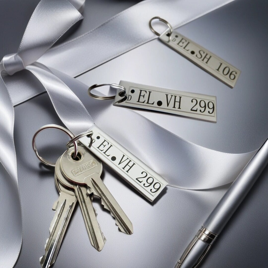 Key Ring in License Plate Design Made of Stainless Steel With Elegant ...