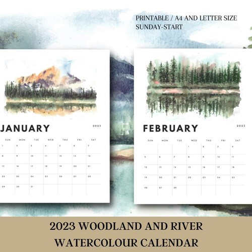 Printable Watercolor Botanical Perpetual Calendar Desk - Etsy