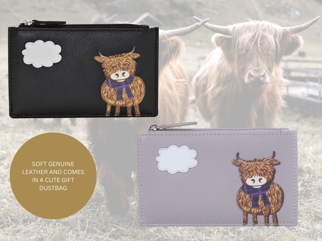 Soft Leather Highland Cow Card & Coin Purse With Giftbag - Etsy