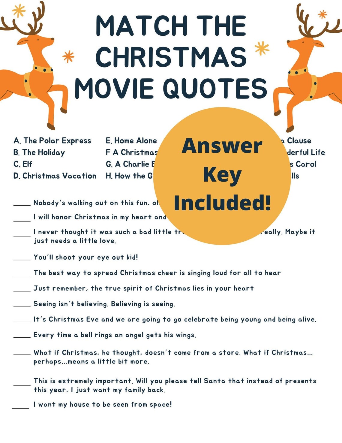 Match the Christmas Movie Quote, Christmas Party Game - Etsy