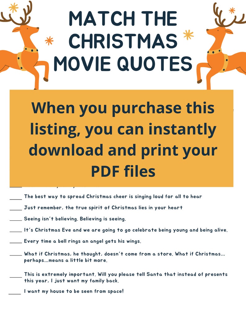 Match the Christmas Movie Quote, Christmas Party Game - Etsy