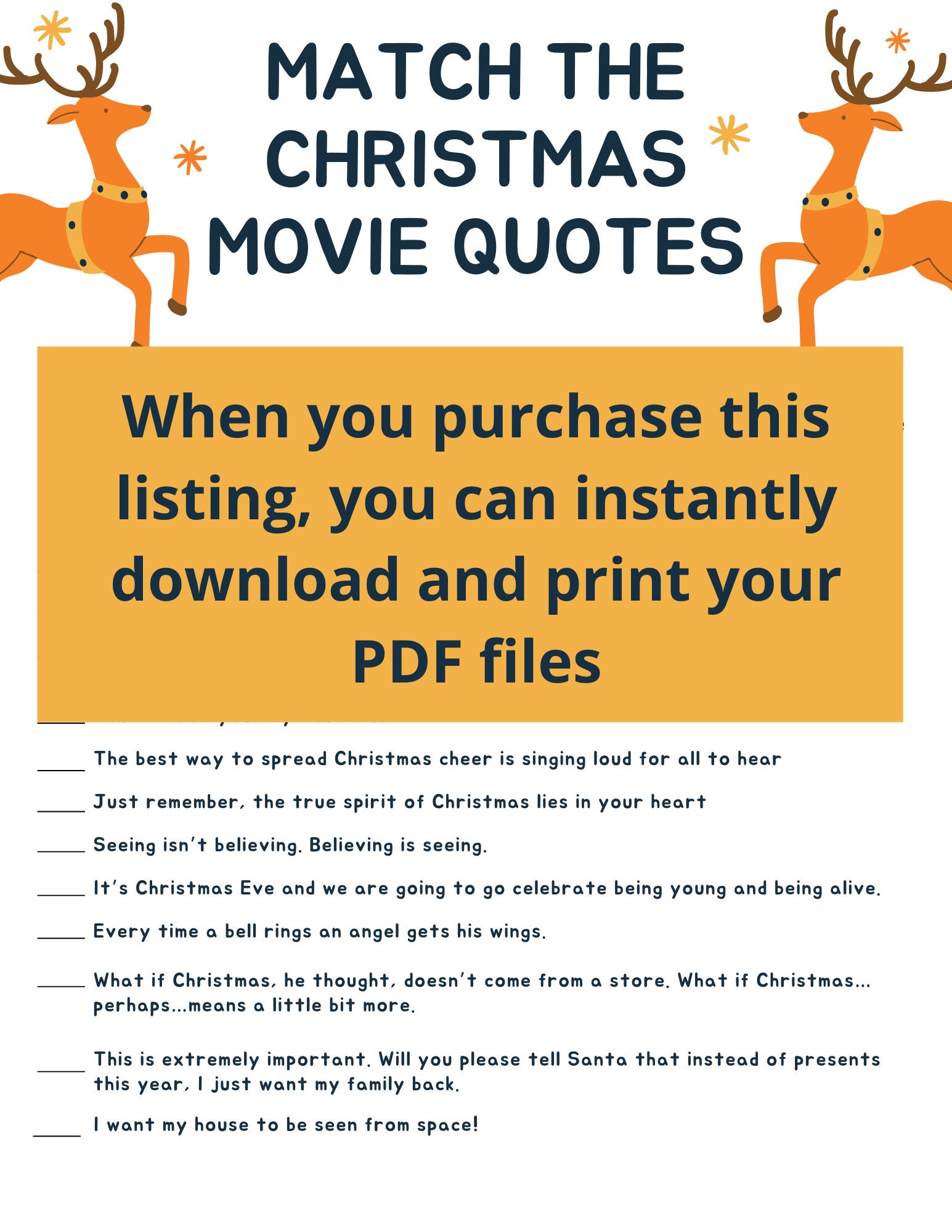 Match the Christmas Movie Quote, Christmas Party Game - Etsy