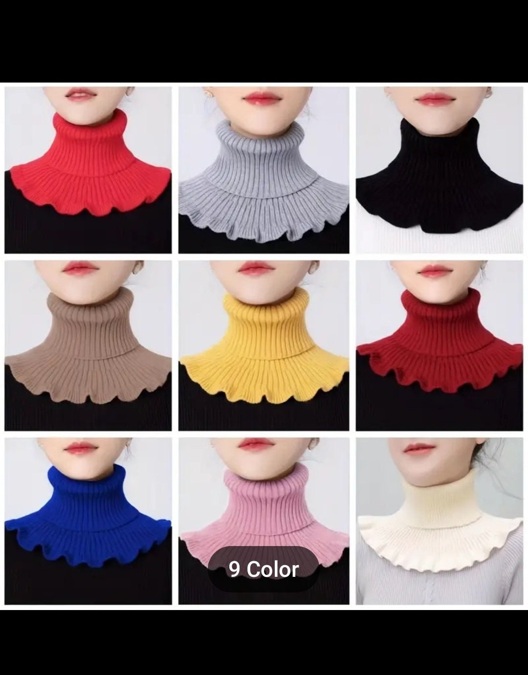 Ruffles Turtleneck Fake Collar Warm Autumn Winter Neck Scarf Soft Fake ...