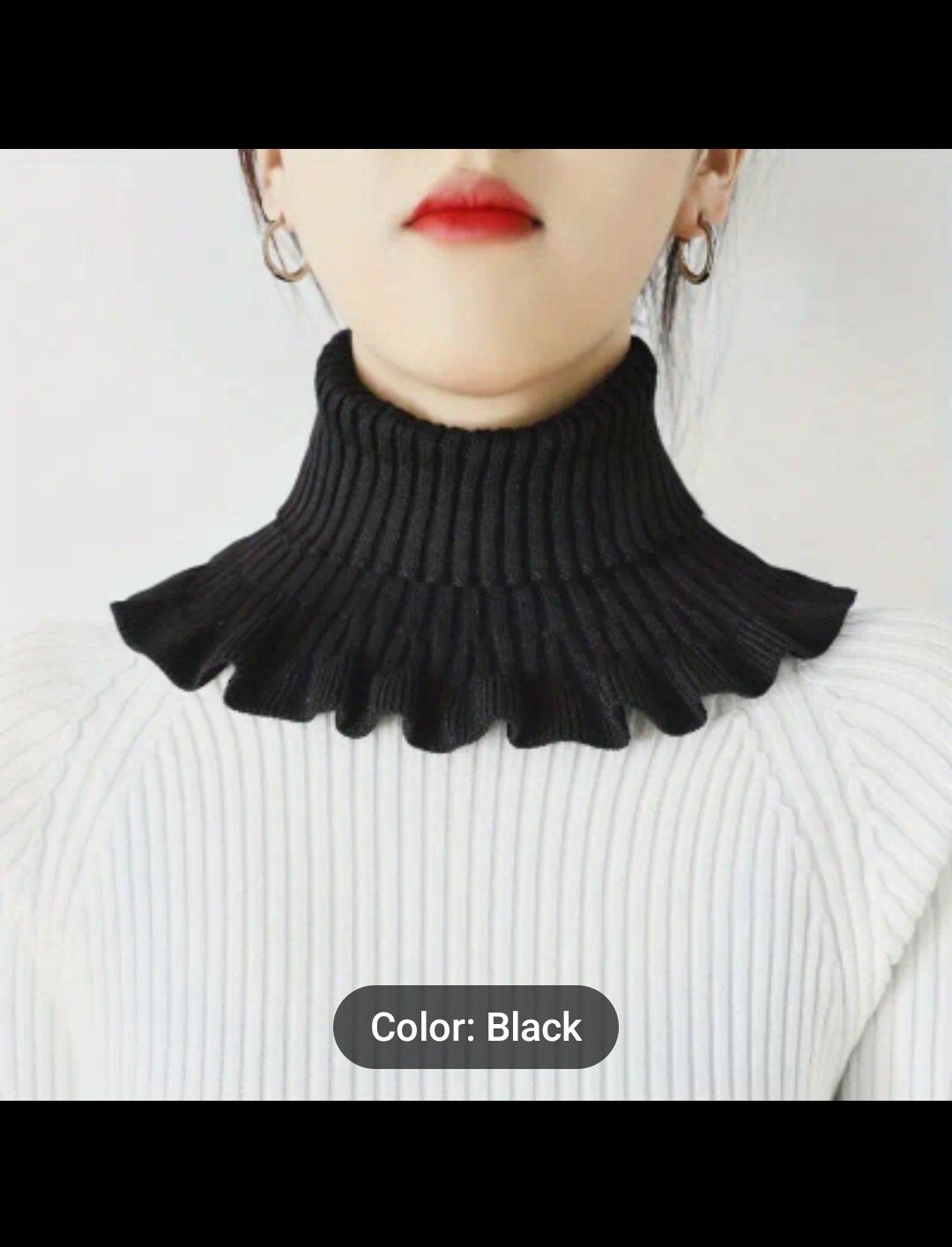 Ruffles Turtleneck Fake Collar Warm Autumn Winter Neck Scarf Soft Fake ...