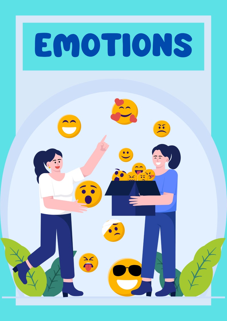 Emotions With Emojis, 19 Most Common Printable Emotions With Emojis - Etsy
