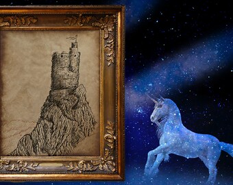 Pen Ink Castle Art - Etsy