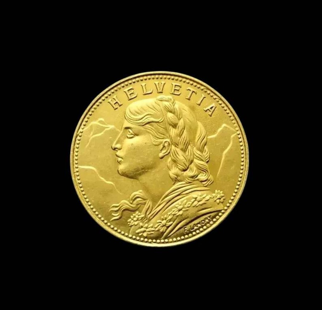 Vreneli Swiss Helvetia 20 Francs Gold Plated Reproduction Coin - Etsy