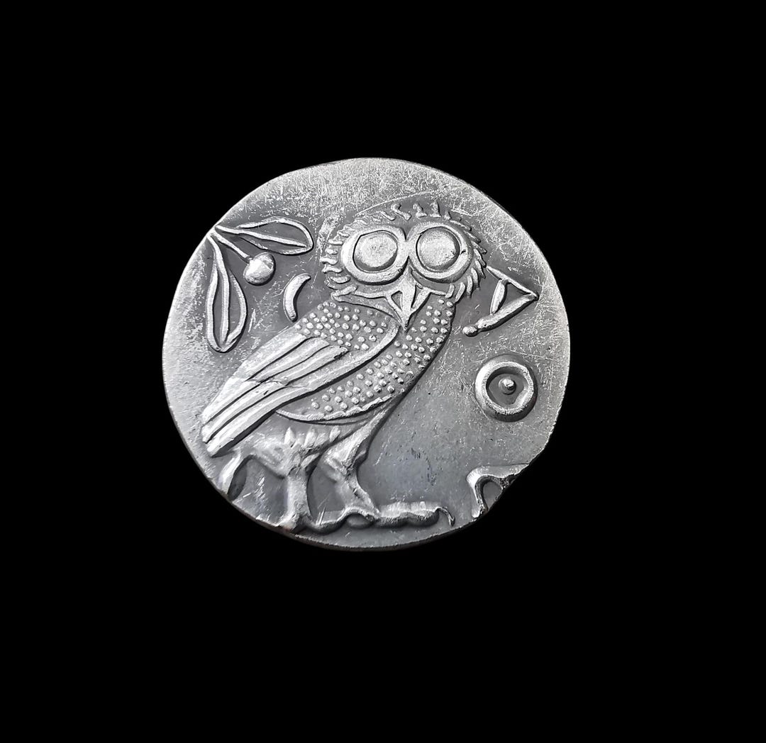 Ancient Attica Athens Owl Tetradrachm Silver Plated Reproduction Coin ...