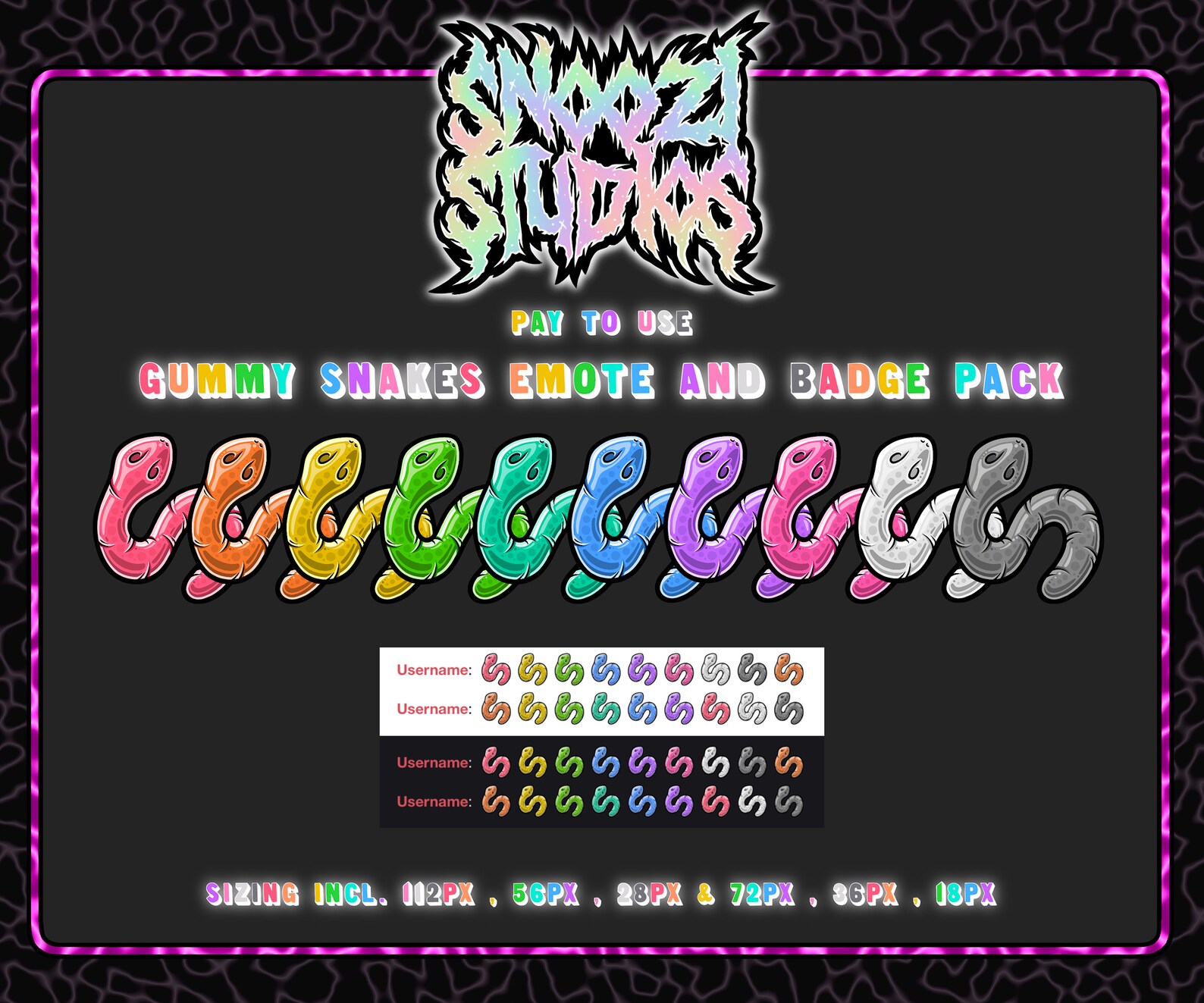 GUMMY SNAKES - Basics Emote/badges Set of 10 (twitch/discord) - Etsy