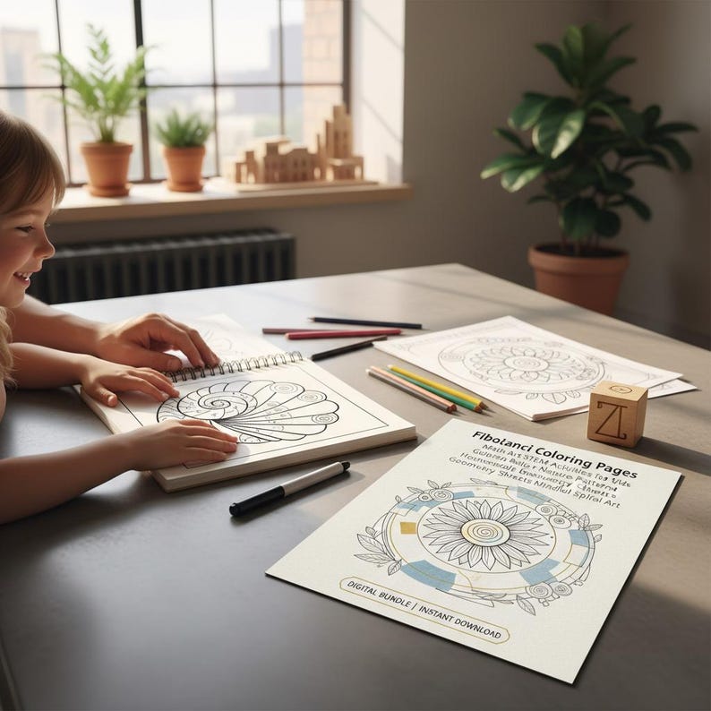 30 Page Fibonacci Math Art Bundle, Golden Ratio Coloring Sheets ...