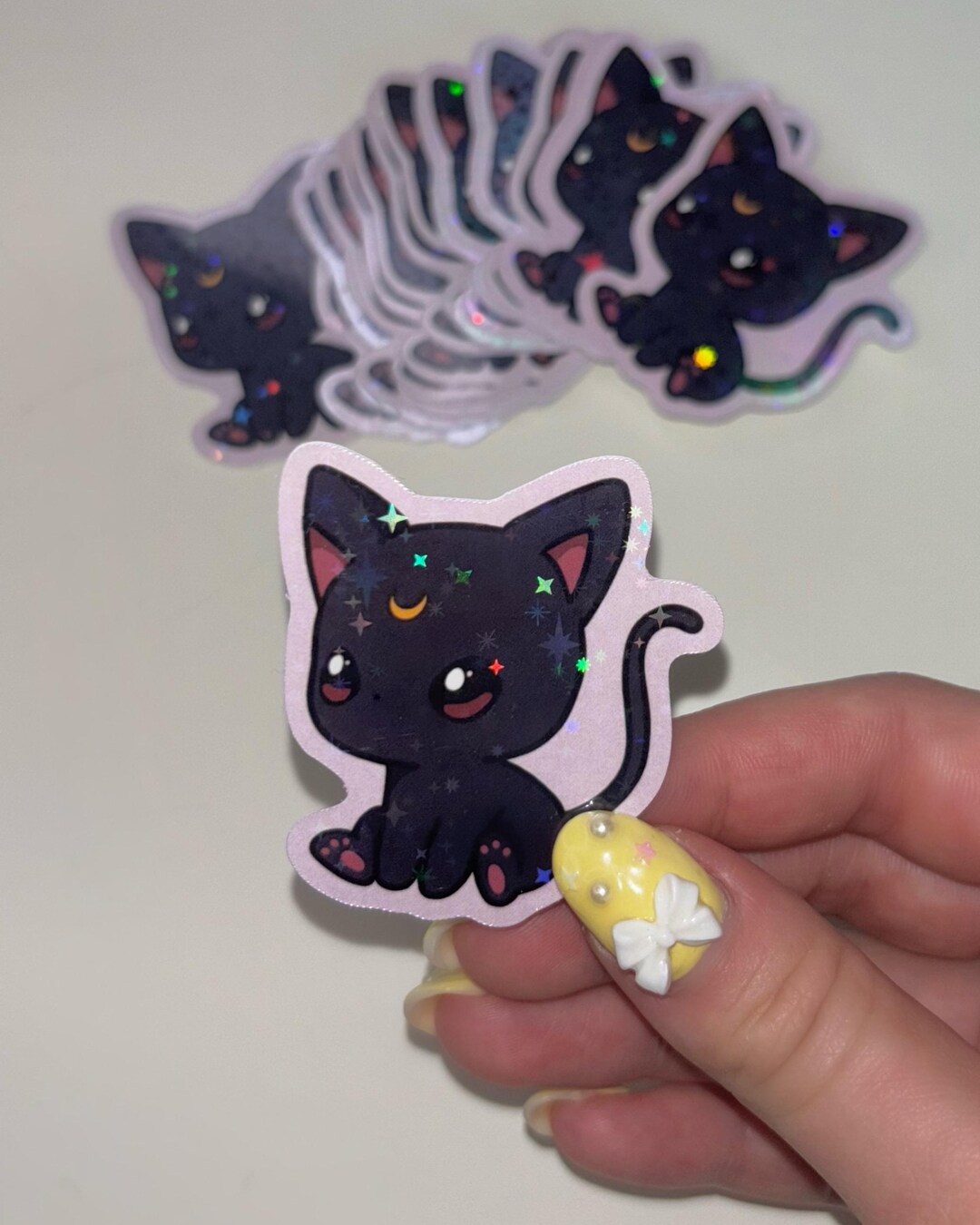 Cute Luna Black Cat Sticker – Chibi Kitty From Sailor Moon With Stars ...