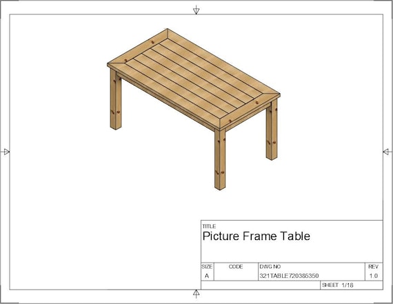 Woodworking Plans Wood Table With Picture Frame Top - Etsy