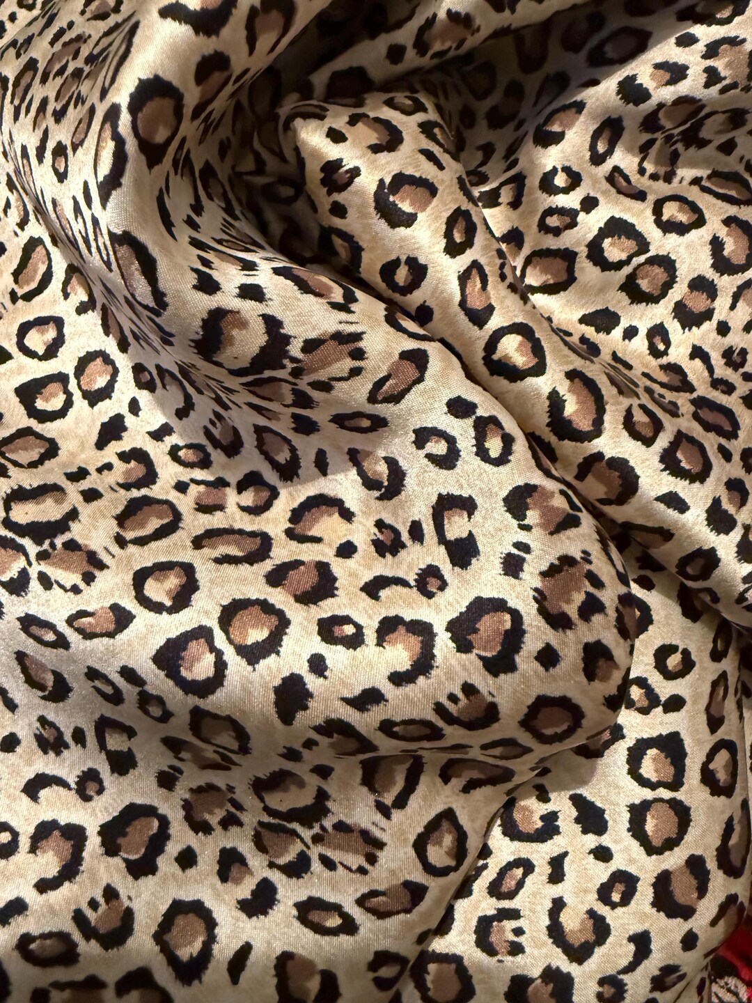 100% Silk Satin Animal Print Leopard Dress Fabric Sew Sewing ...