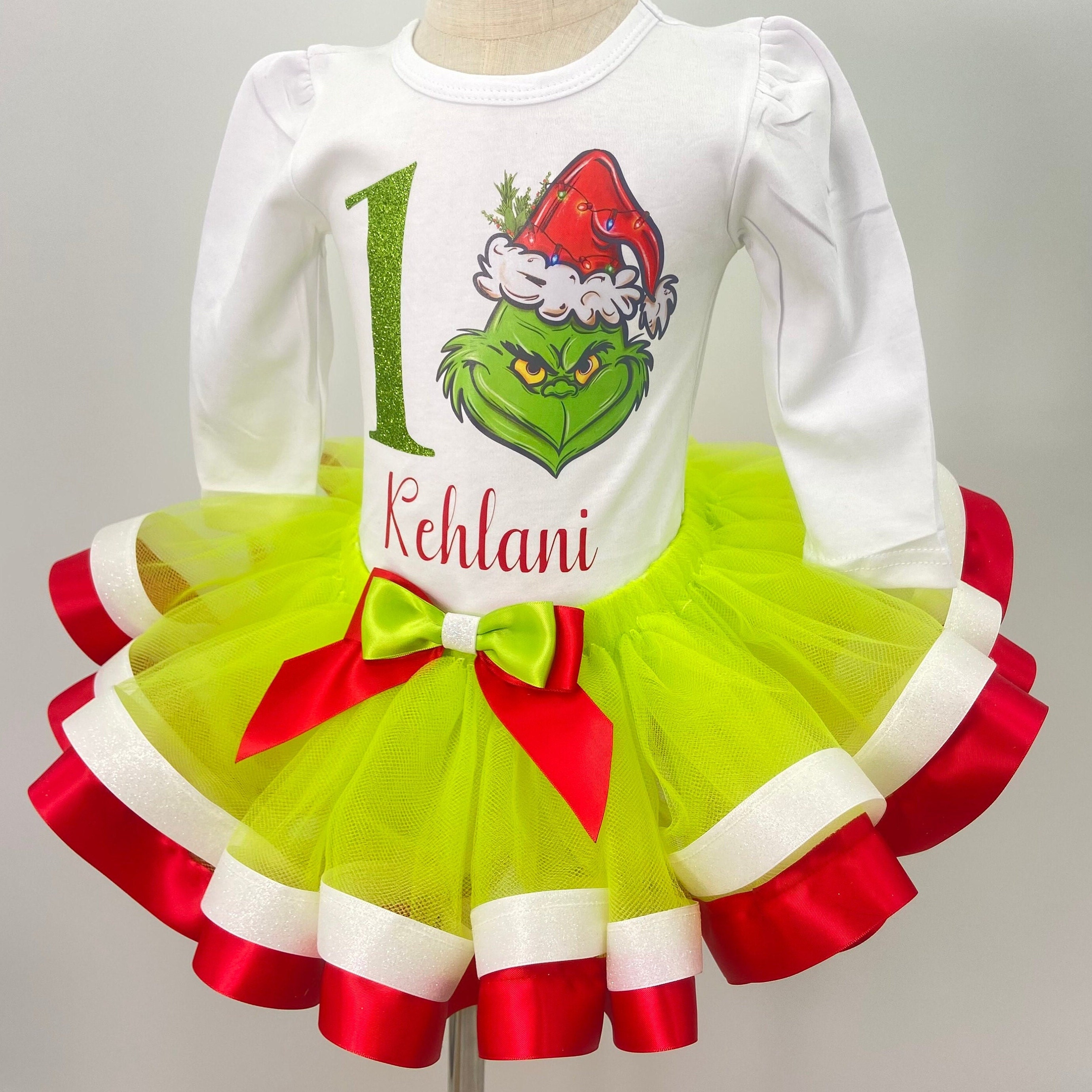Custom Grinch Tutu Outfit Girls Grinchmas Birthday Outfit - Etsy