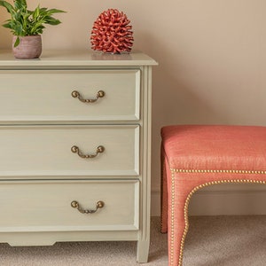 FURNITURE - STOOL CORAL With Brass Bead Trim - Etsy