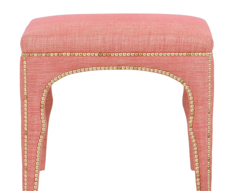 FURNITURE - STOOL CORAL With Brass Bead Trim - Etsy