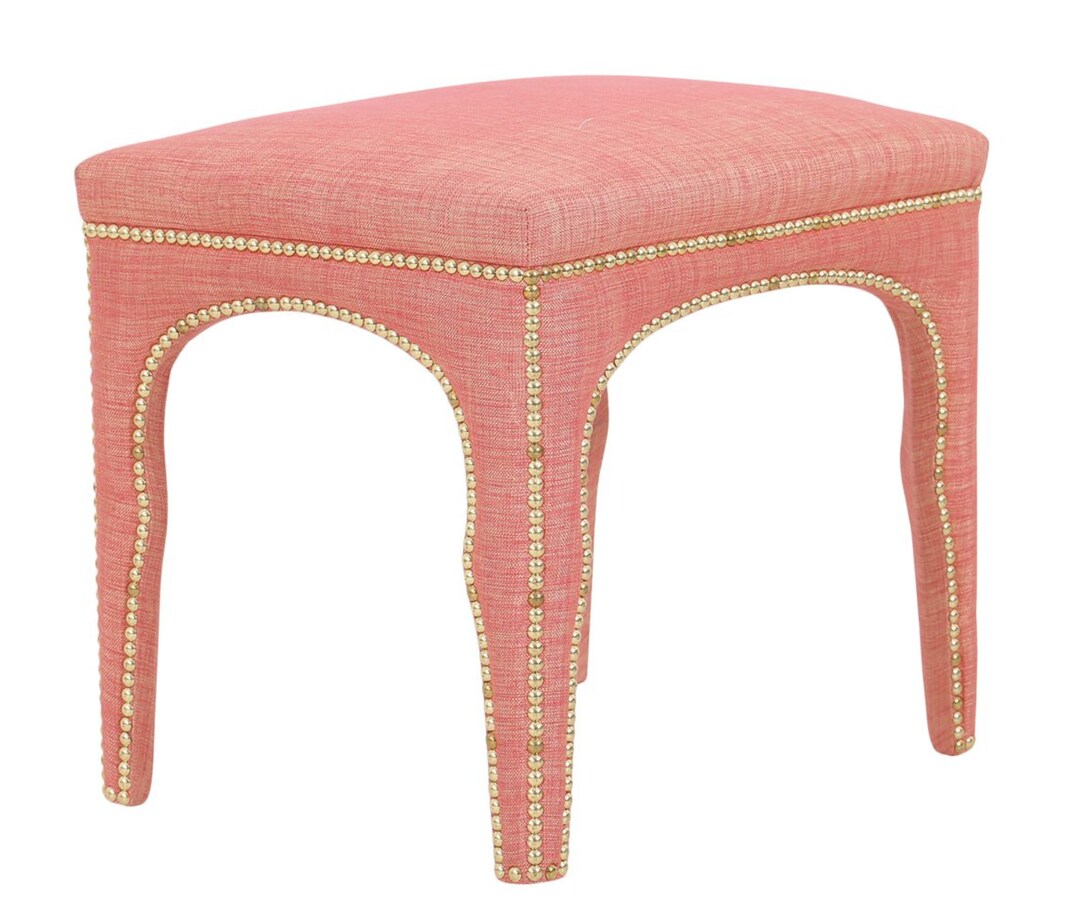 FURNITURE - STOOL CORAL With Brass Bead Trim - Etsy