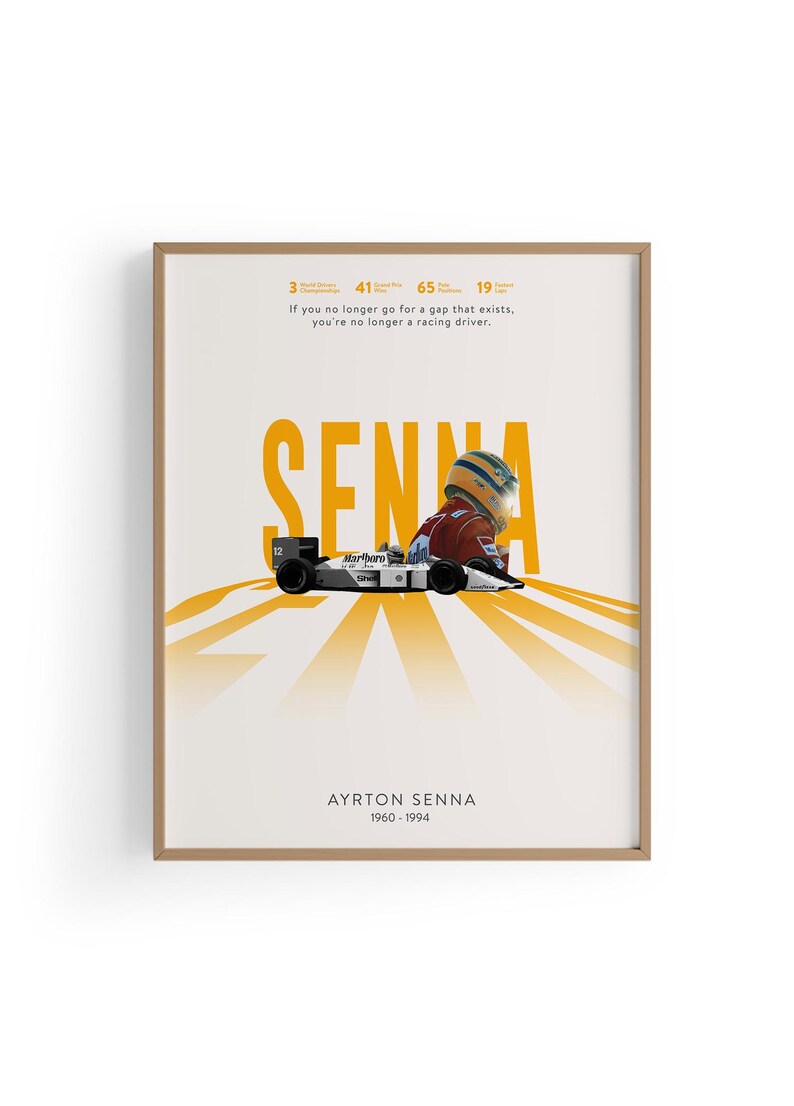 Ayrton Senna F1 Motorsport Poster, Formula 1 Art Print (digital ...