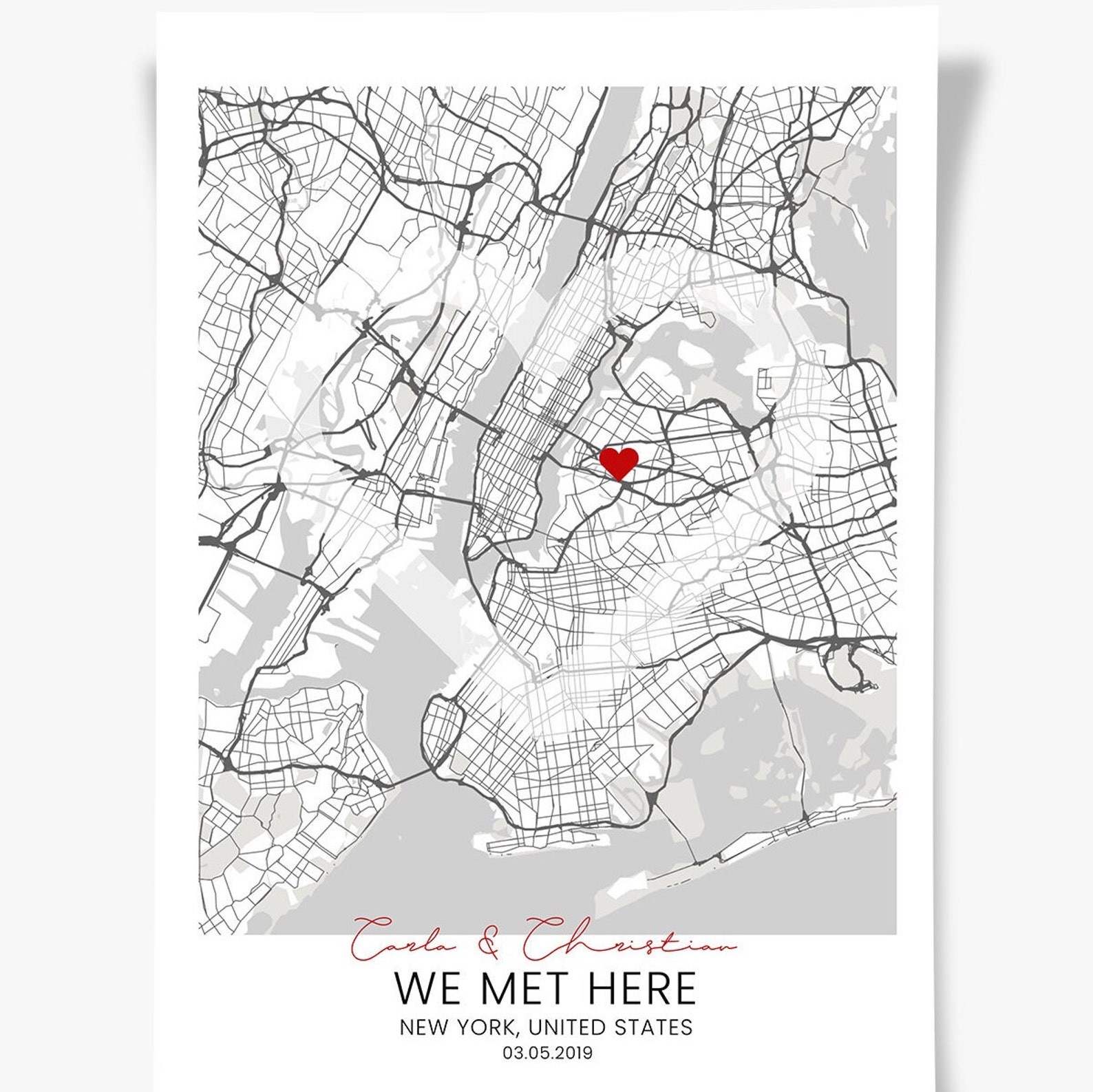 DIGITAL DOWNLOAD, We Met Here Map, Where We First Met, Personalized ...