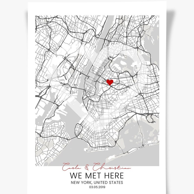DIGITAL DOWNLOAD, We Met Here Map, Where We First Met, Personalized ...