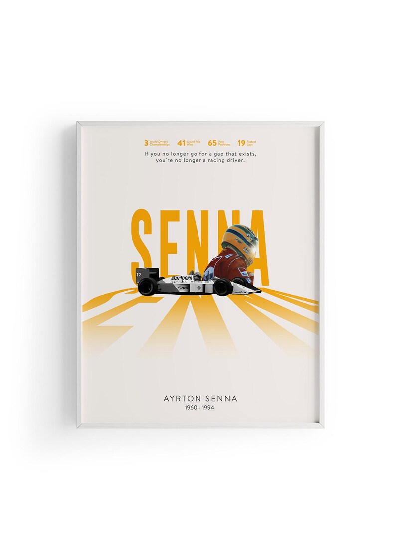 Ayrton Senna Poster, Digital Art Print, F1 Print Motorsport, Formula 1 ...
