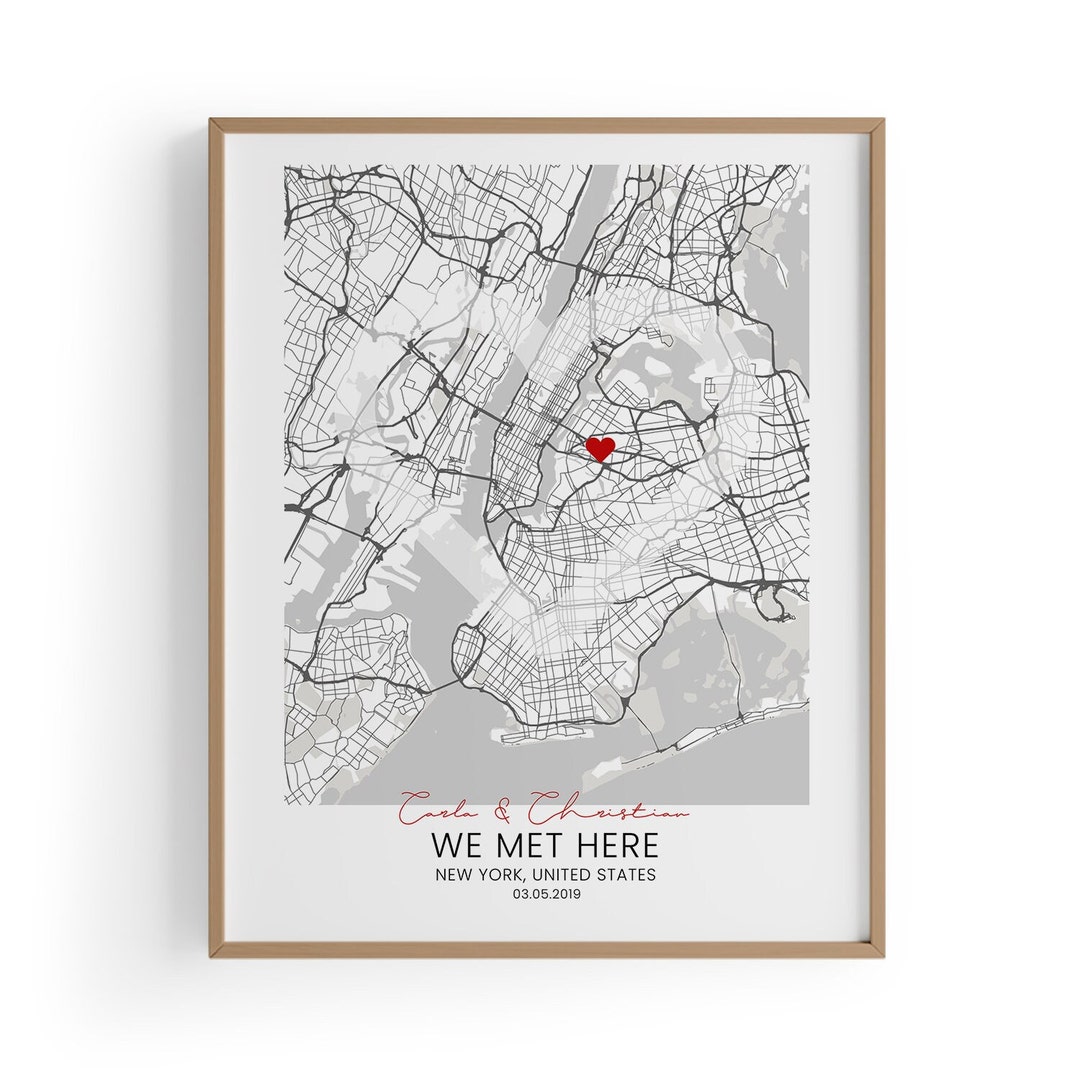 DIGITAL DOWNLOAD, We Met Here Map, Where We First Met, Personalized ...