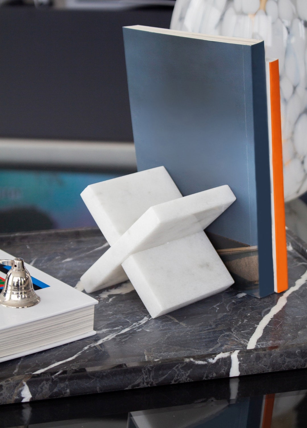 Nexa Marble Book Holder, Elegant Stone Bookend, Living Room Decor - Etsy