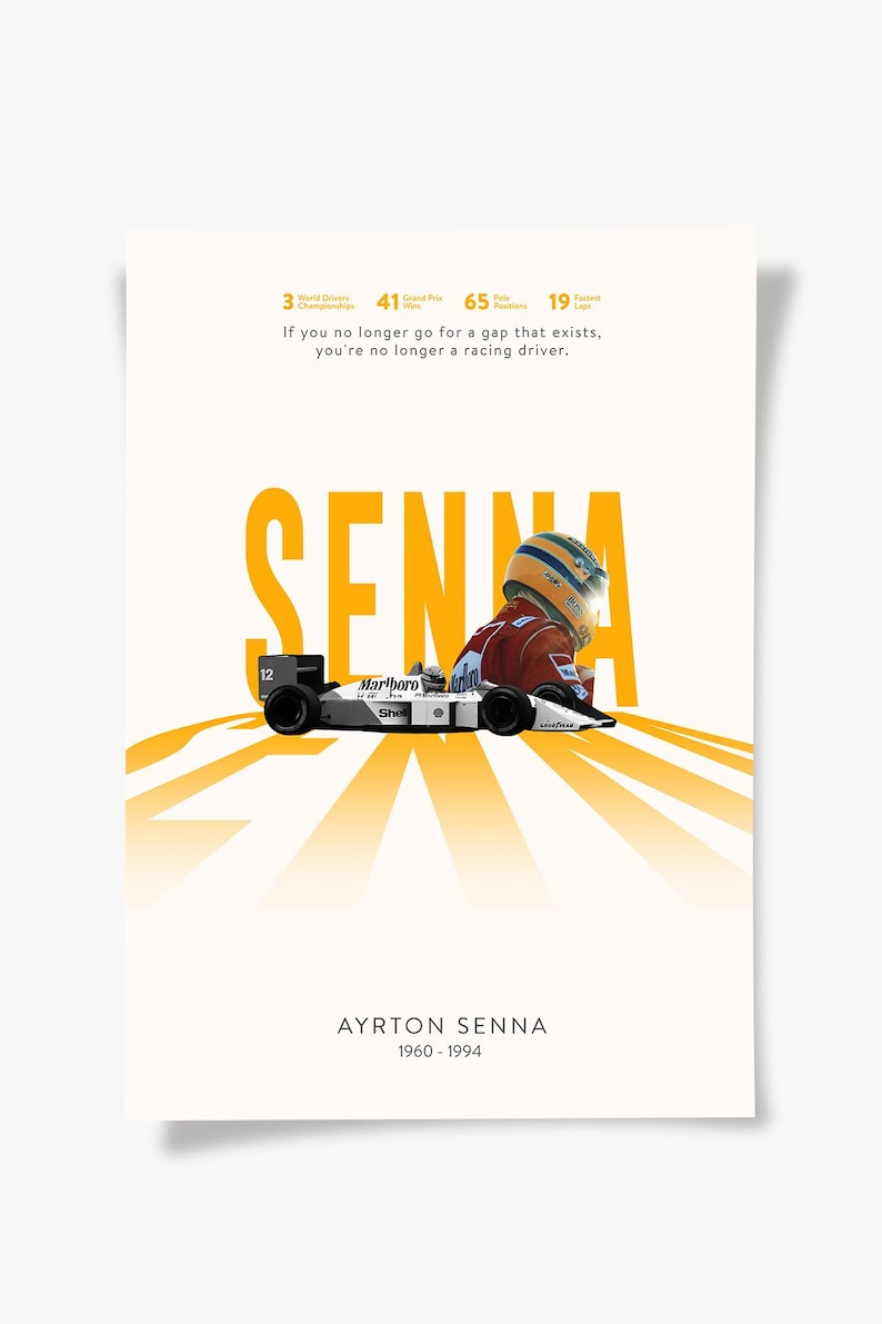 Ayrton Senna Poster, Digital Art Print, F1 Print Motorsport, Formula 1 ...