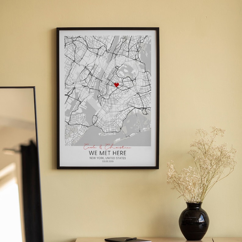 DIGITAL DOWNLOAD, We Met Here Map, Where We First Met, Personalized ...
