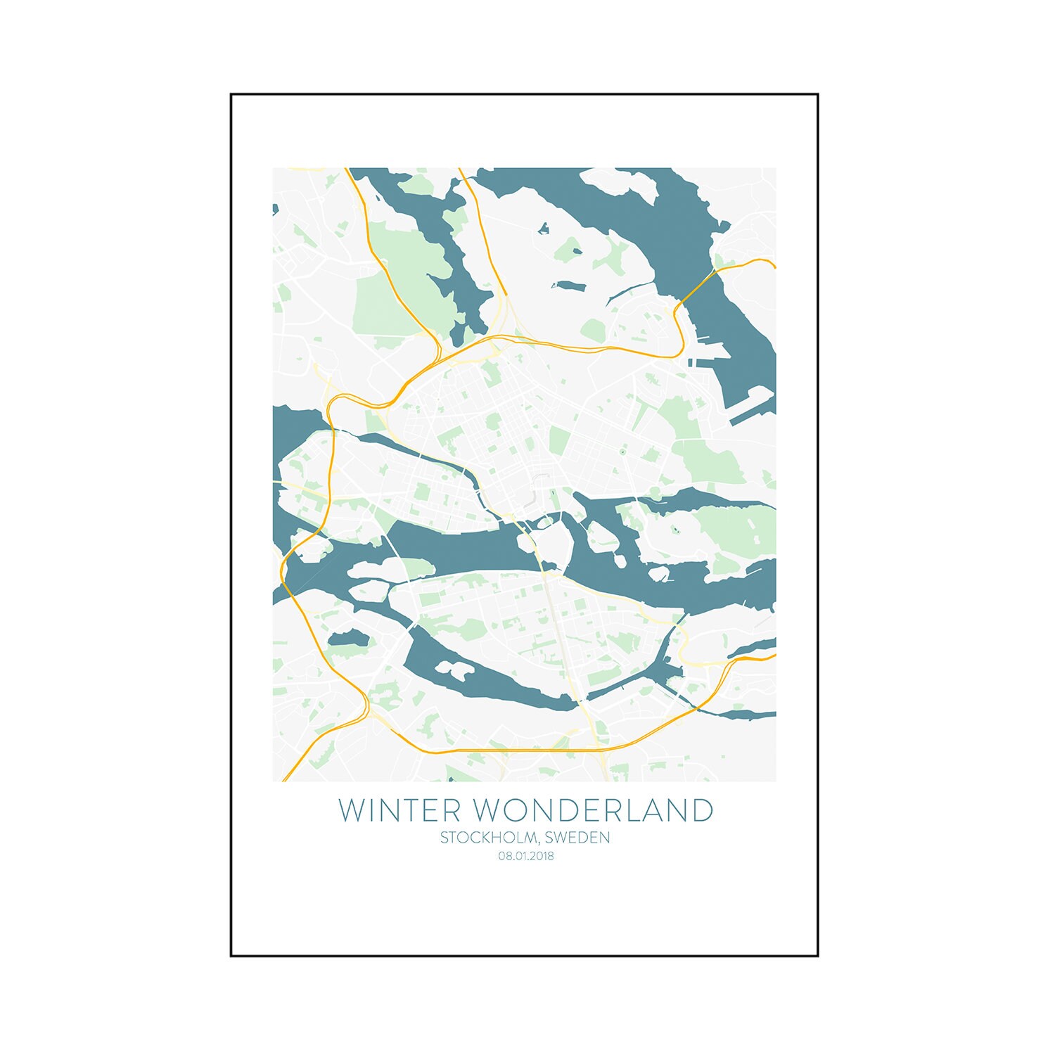 STOCKHOLM Custom Personalized Maps Custom Map Print Gift Custom Map ...