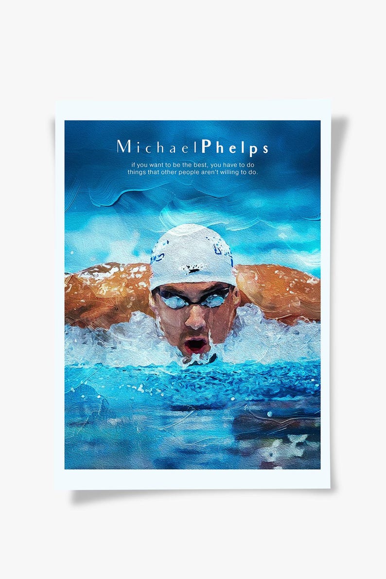 Michael Phelps Poster, Michael Phelps Fan Gift, Sports Digital Posters ...