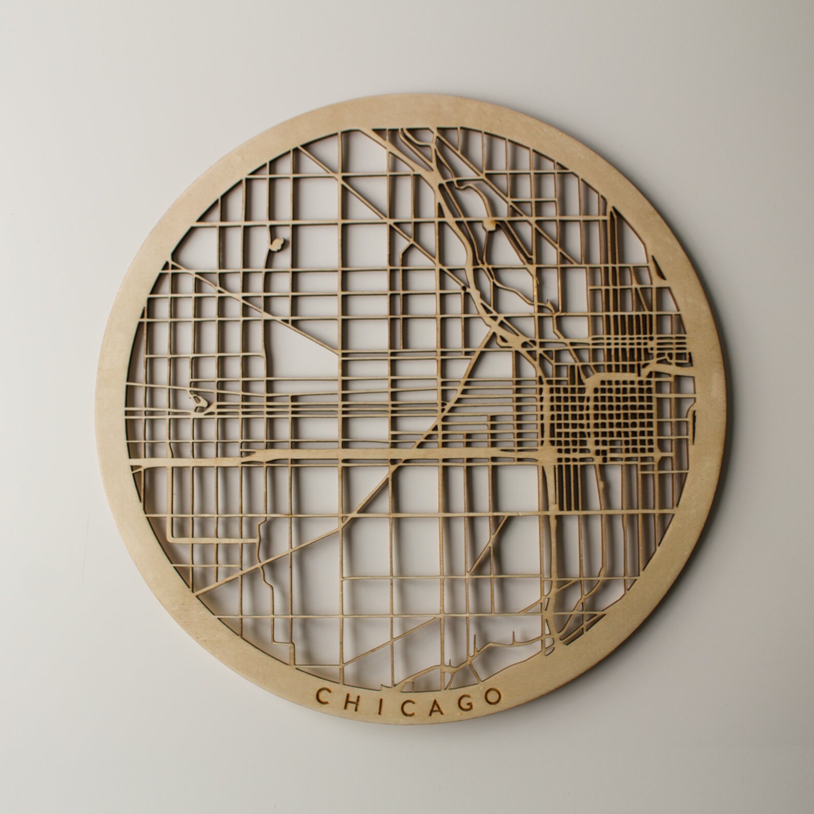 Wood Map Chicago Wall Art Wood Wall Custom Wood City Map Wall - Etsy