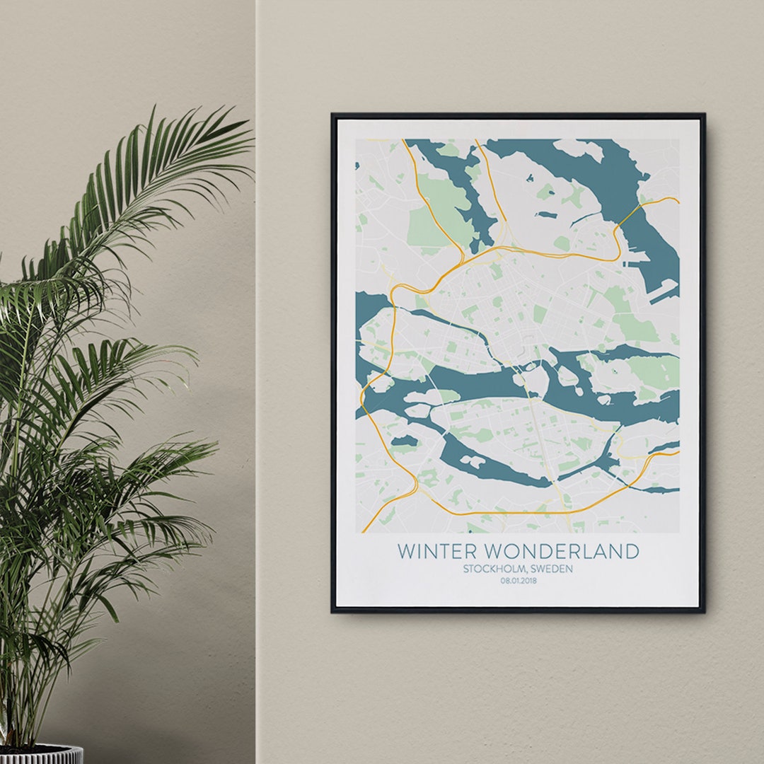 STOCKHOLM Custom Personalized Maps Custom Map Print Gift Custom Map ...