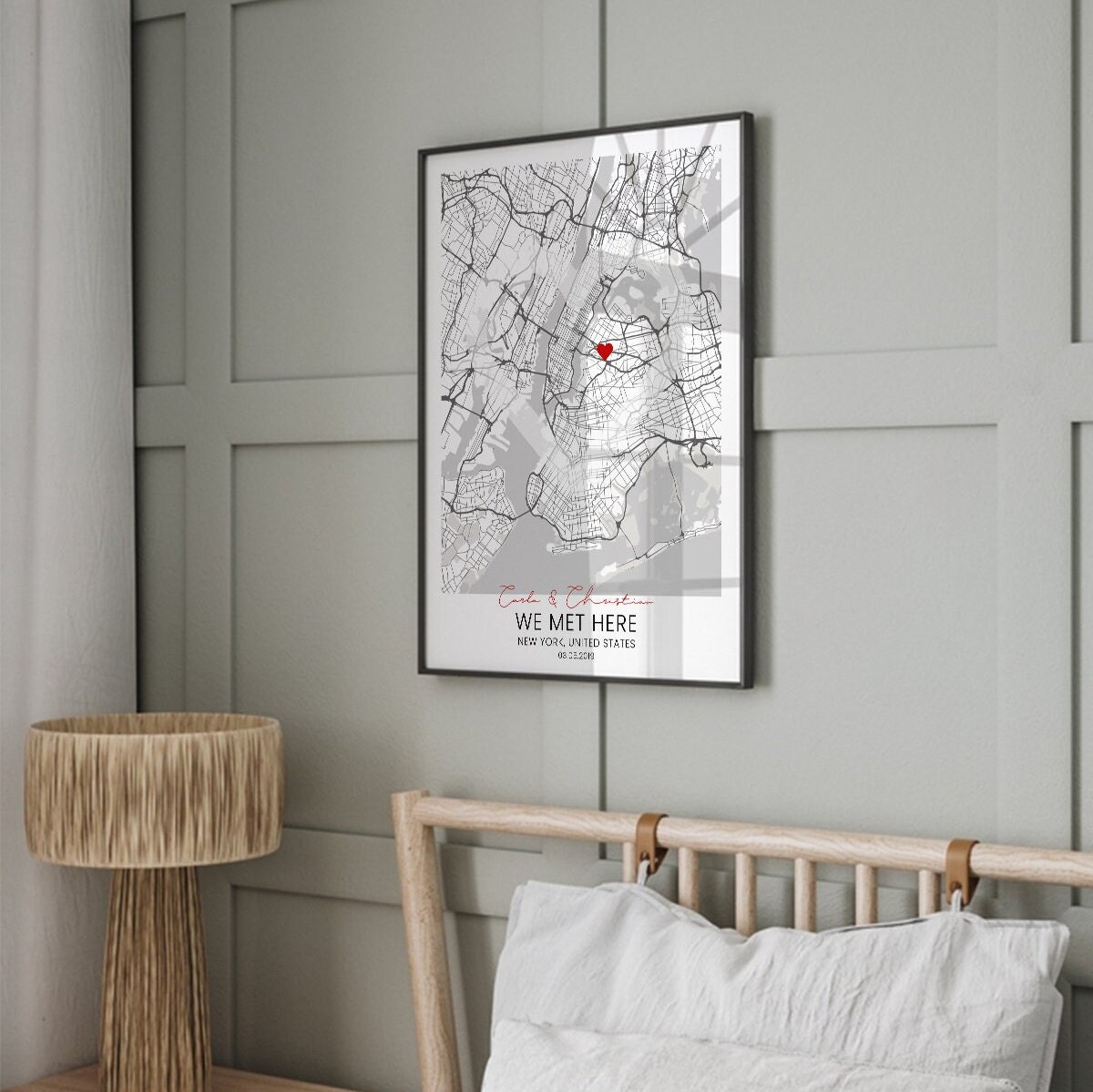 Personalized We Met Here Map Print, Couple Anniversary Gift (digital ...