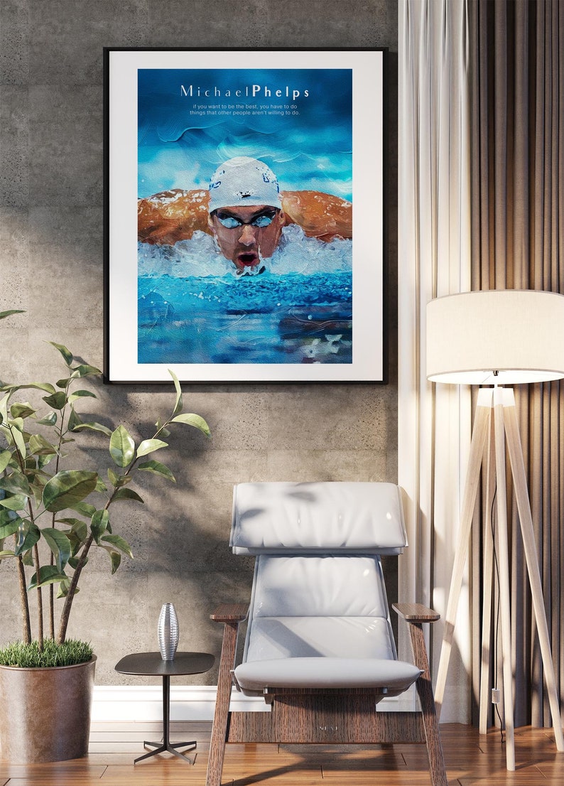 Michael Phelps Poster, Michael Phelps Fan Gift, Sports Digital Posters ...