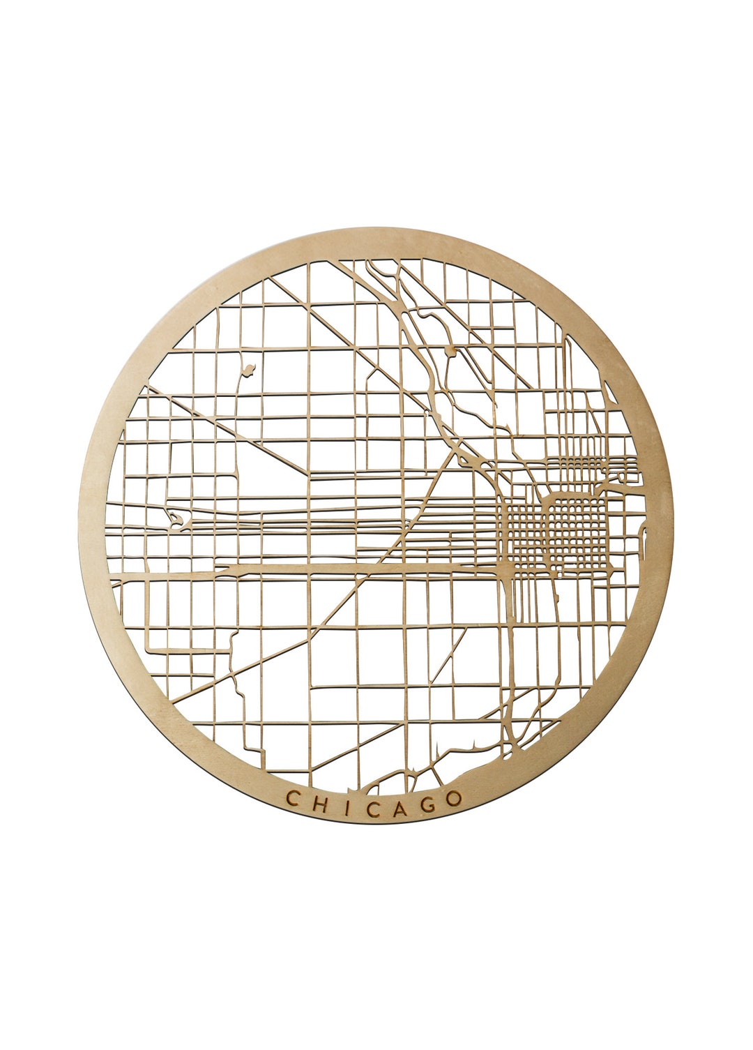 Wood Map Chicago Wall Art Wood Wall Custom Laser Cut Map - Etsy