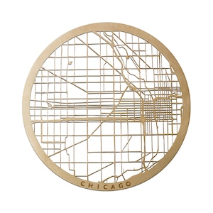 Wood Map Chicago Wall Art Wood Wall Custom Laser Cut Map - Etsy