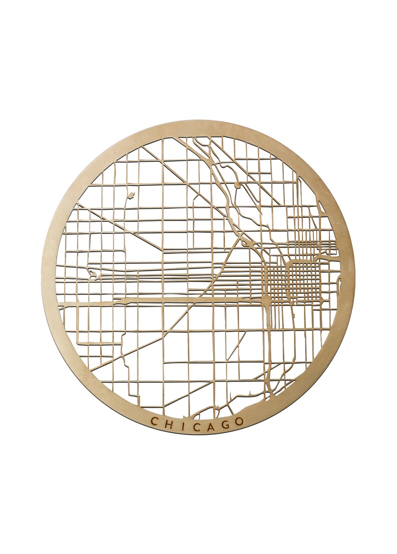 Wood Map Chicago Wall Art Wood Wall Custom Laser Cut Map - Etsy