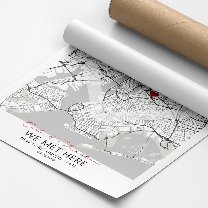 DIGITAL DOWNLOAD, We Met Here Map, Where We First Met, Personalized ...