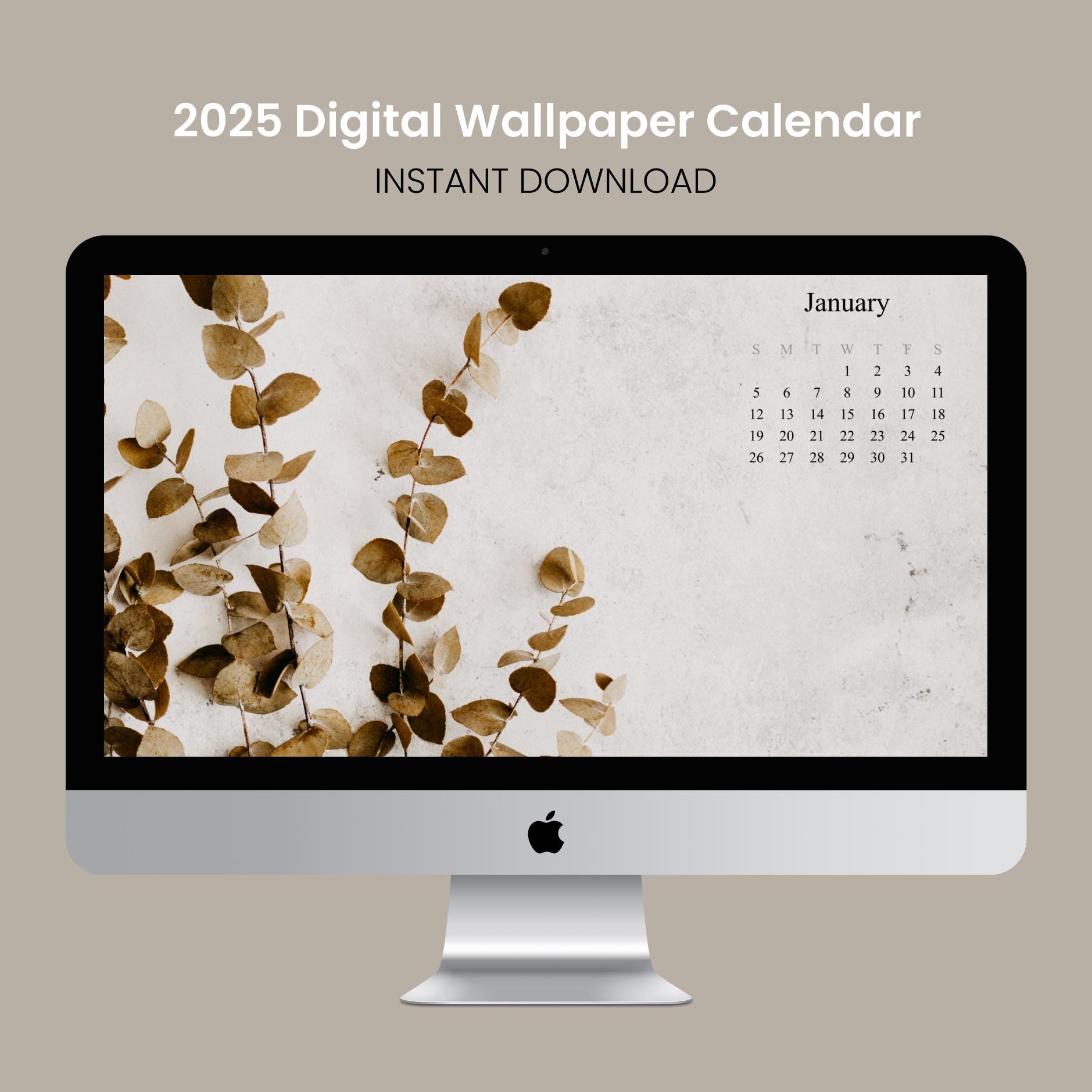 2025 Neutrals Monthly Desktop Calendar Wallpaper, Calming, Minimalist ...