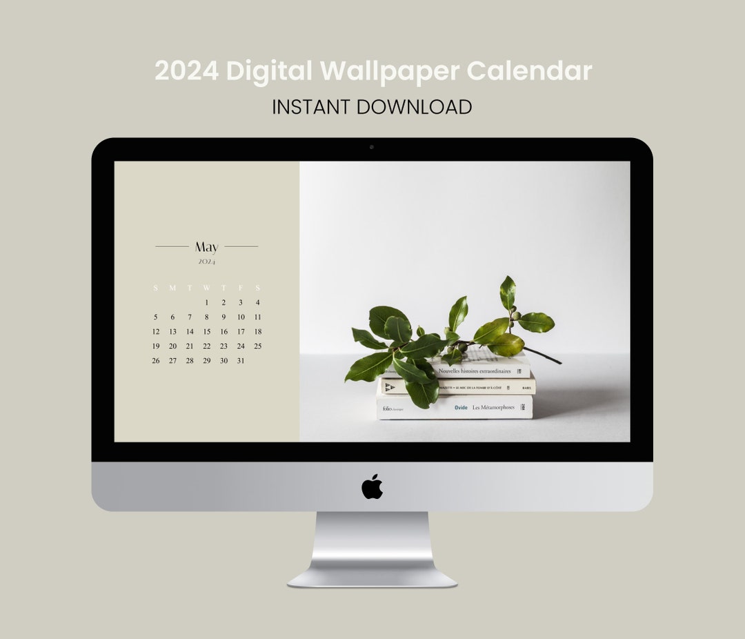 2024 Neutrals Monthly Desktop Calendar Wallpaper, Boho Minimalist ...