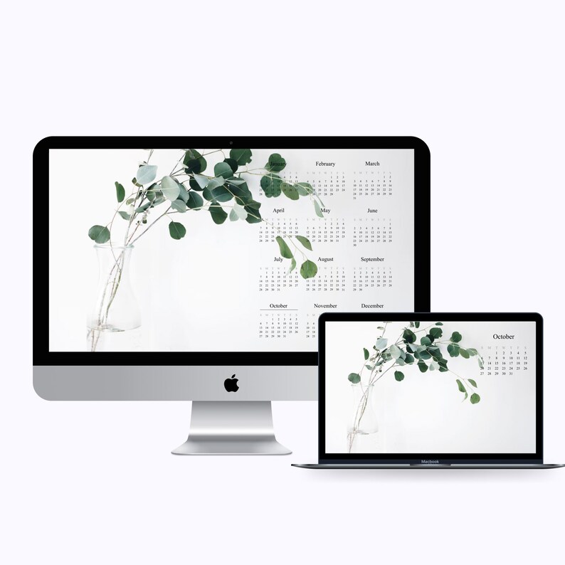 2024 Neutrals Yearly & Monthly Desktop Calendar Wallpaper, Minimalist ...