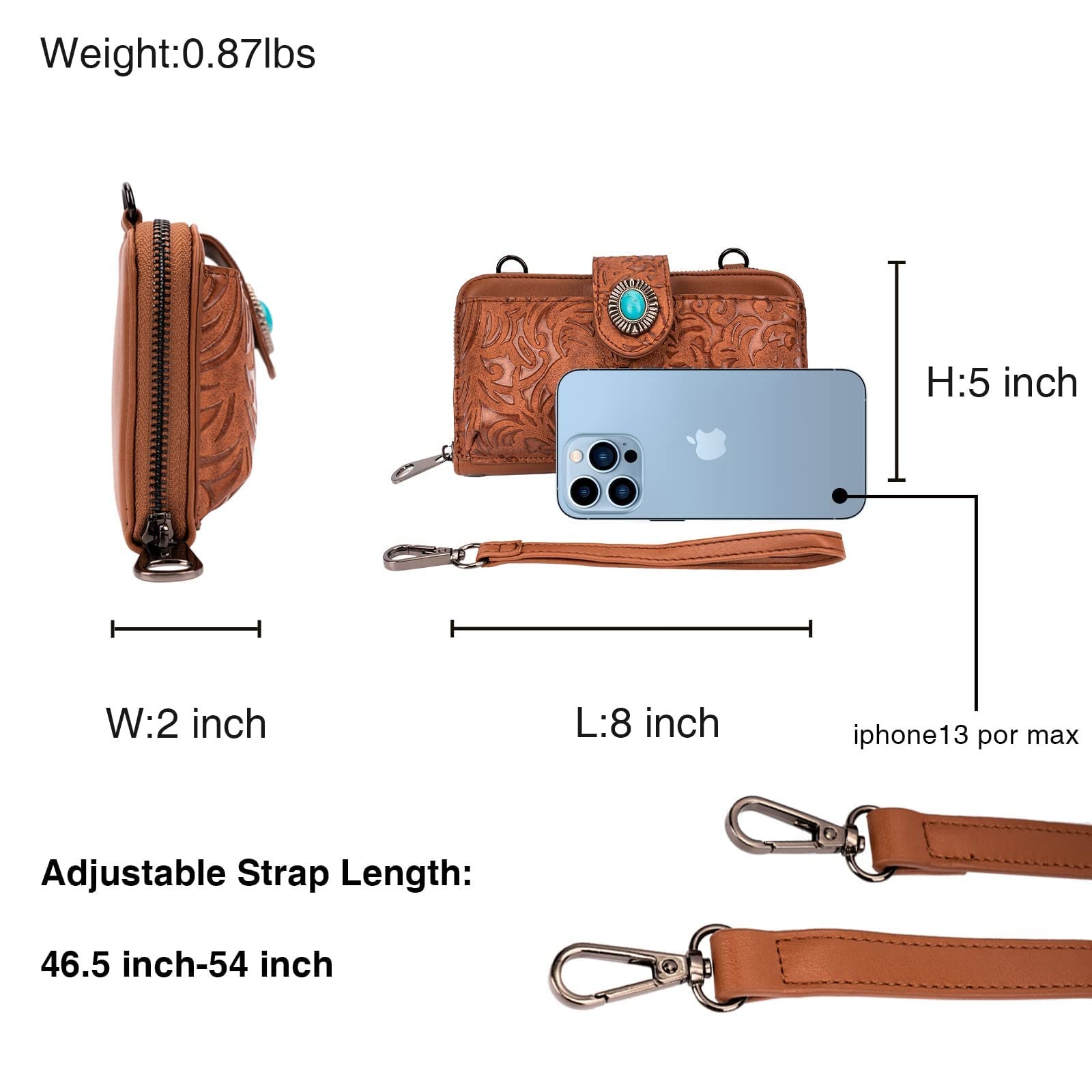 Tan Boho Western Crossbody Turquoise Bag, Vegan Crossbody Bag, Bag With ...
