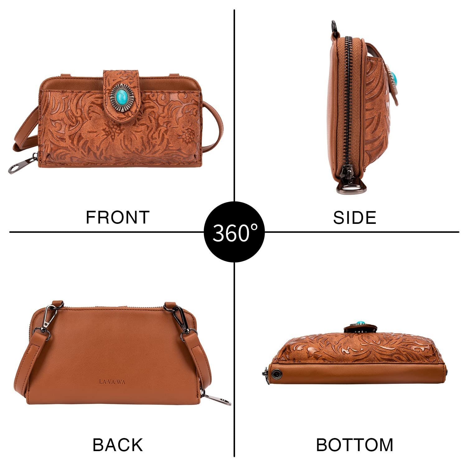 Tan Boho Western Crossbody Turquoise Bag, Vegan Crossbody Bag, Bag With ...