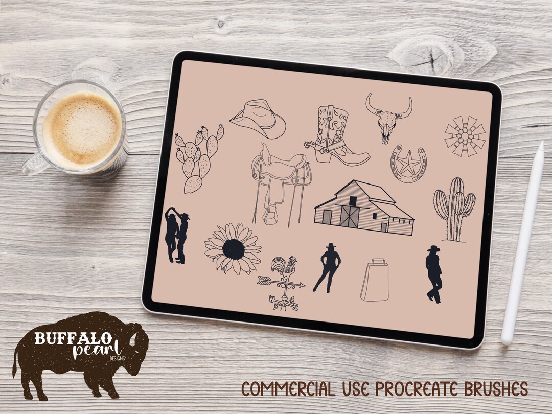Western Procreate Brushes Stamps 15 Total Country Barn - Etsy