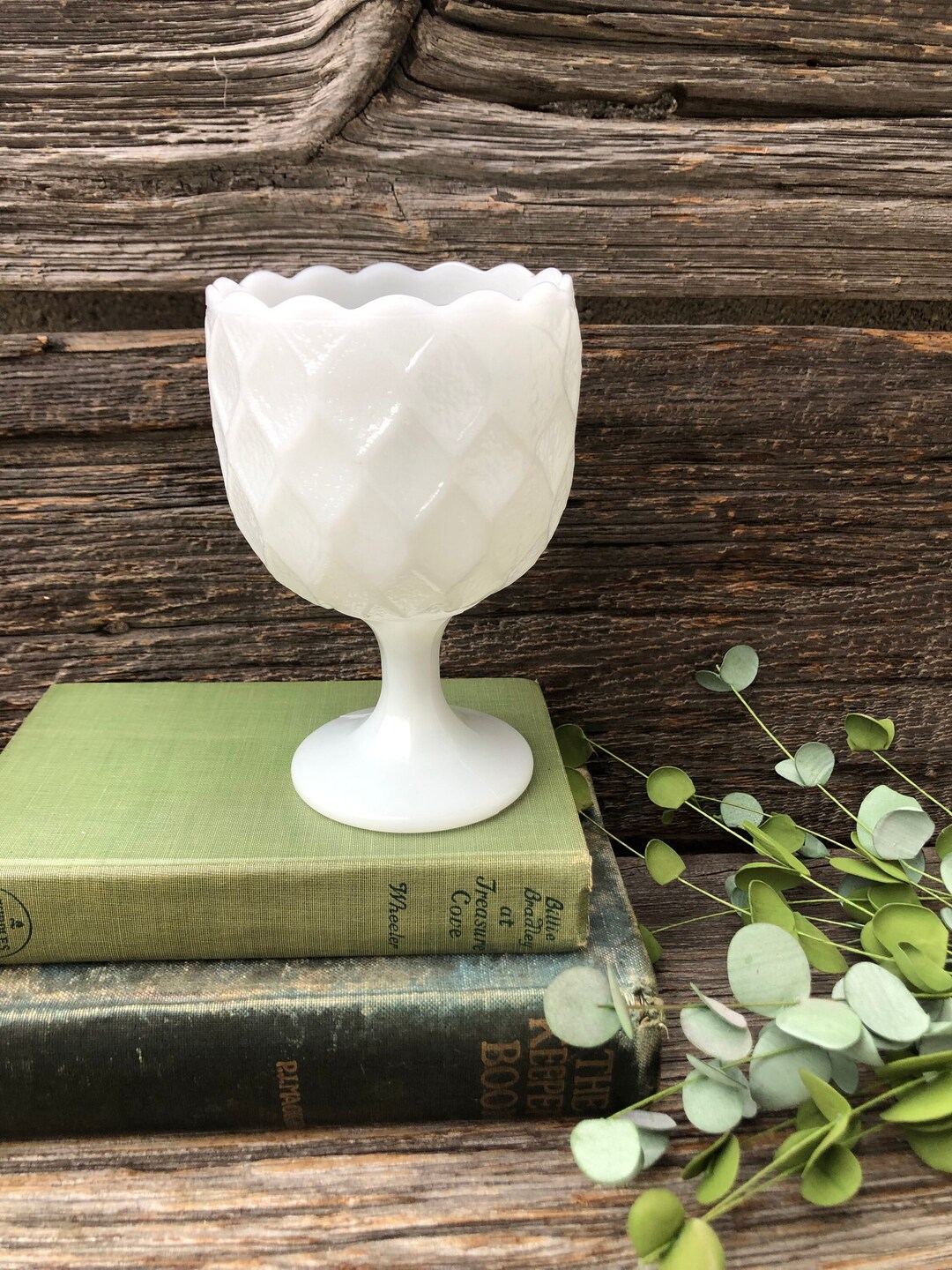 Milk Glass White Glass Goblet Farmhouse Style Retro Glassware Pedestal ...