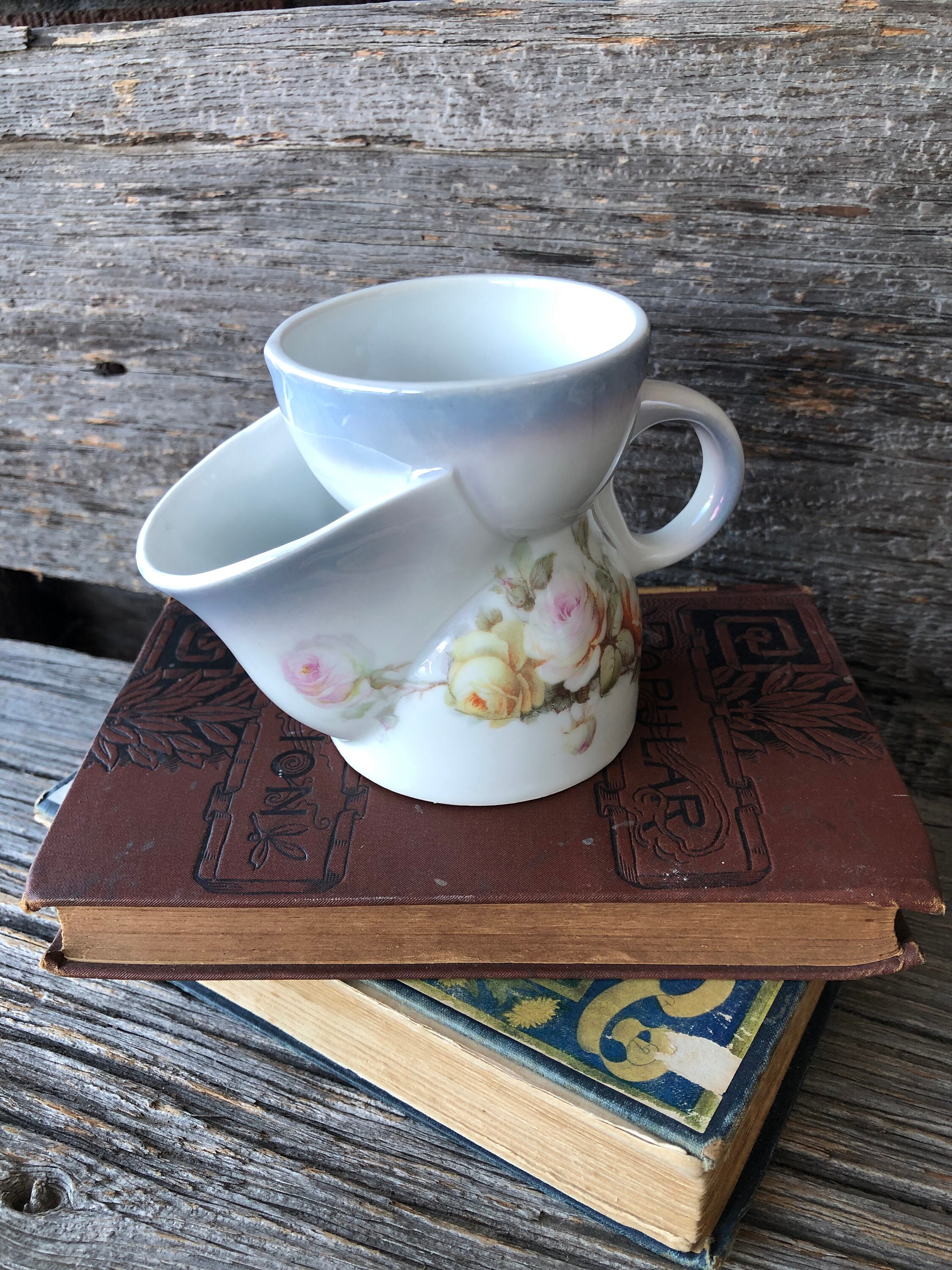 Antique Shaving Scuttle Mug Floral Roses Shaving Mug Shabby - Etsy